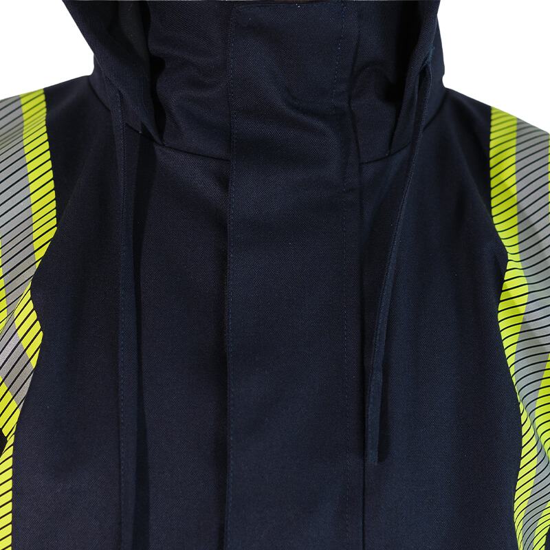 Antistatic, rain protective clothing against heat, flame, liquid ...